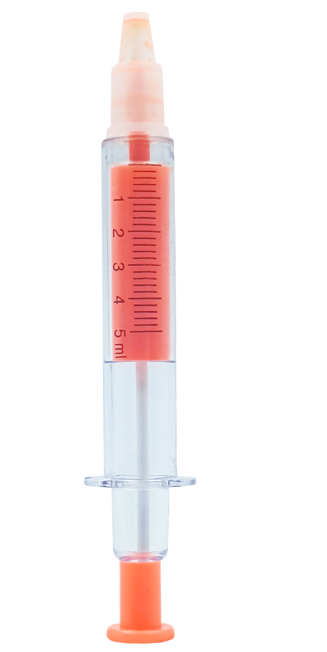 Pluma jeringa con marcatextos color naranja con tinta negra – LALEO Dental
